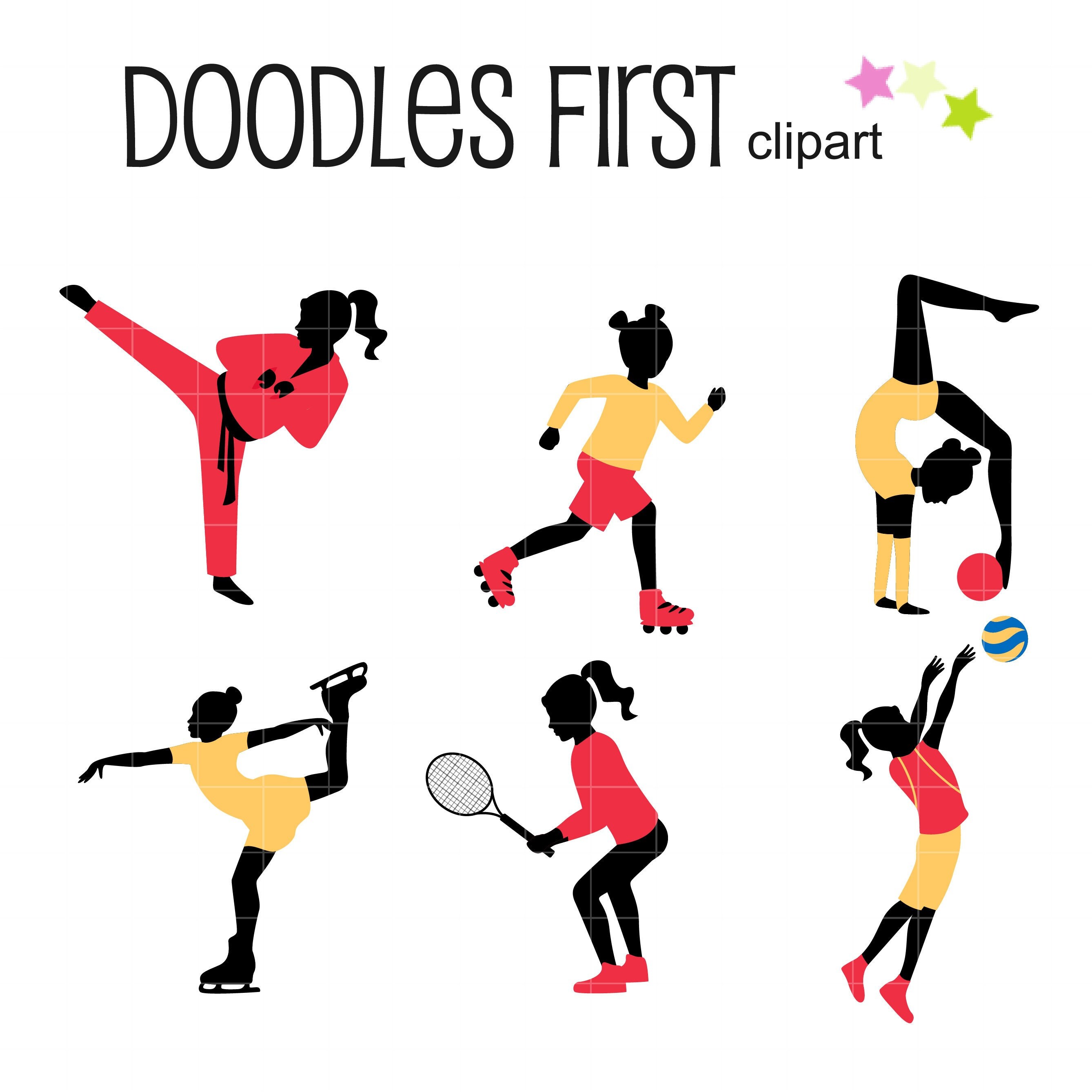 Girls Sports Digital Clip Art for Scrapbooking Card Making | Etsy