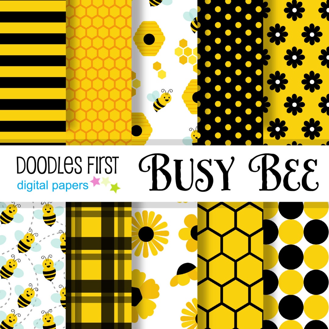 Busy Bee Digital Paper Pack Includes 10 for Scrapbooking, Journaling ...