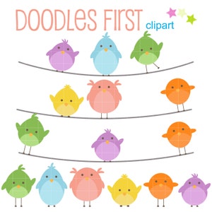 Cute Birds on Wire Clip Art for Scrapbooking Card Making Cupcake ...