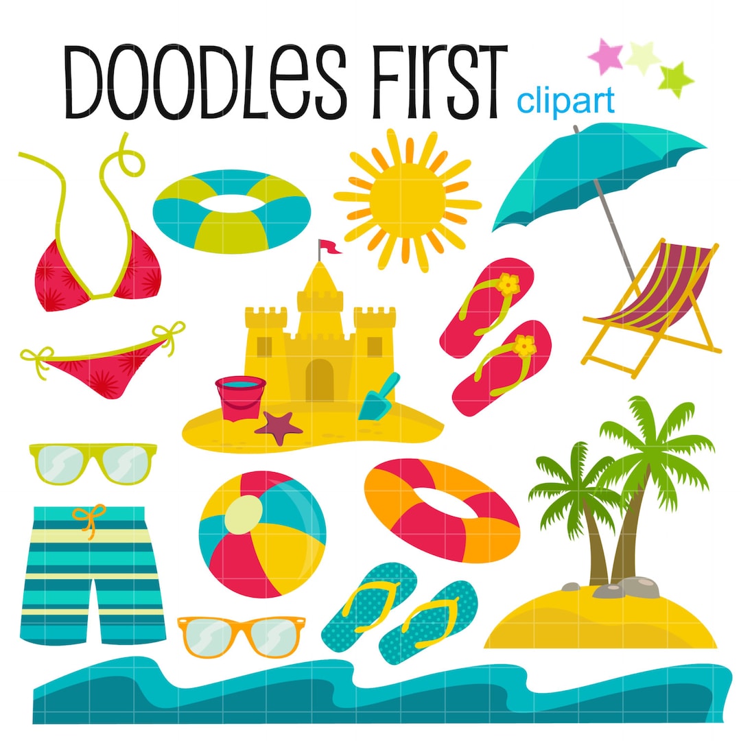 Beach Vacation Summer Fun Digital Clipart for Scrapbooking, Cricut Cut ...