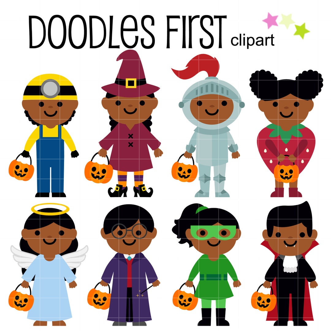 Halloween Costume Kids Digital Clip Art for Scrapbooking Card Making ...