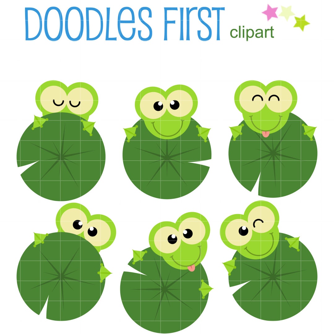 Frogs Holding Lily Pads Clip Art for Scrapbooking Card Making Cupcake ...