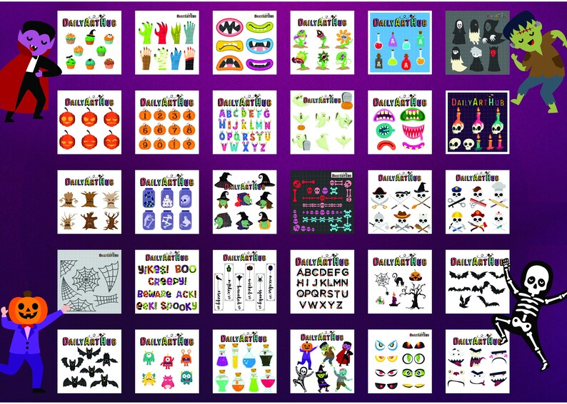 Halloween Clip Arts Set Halloween SVG Cut Files Includes PNG - Etsy