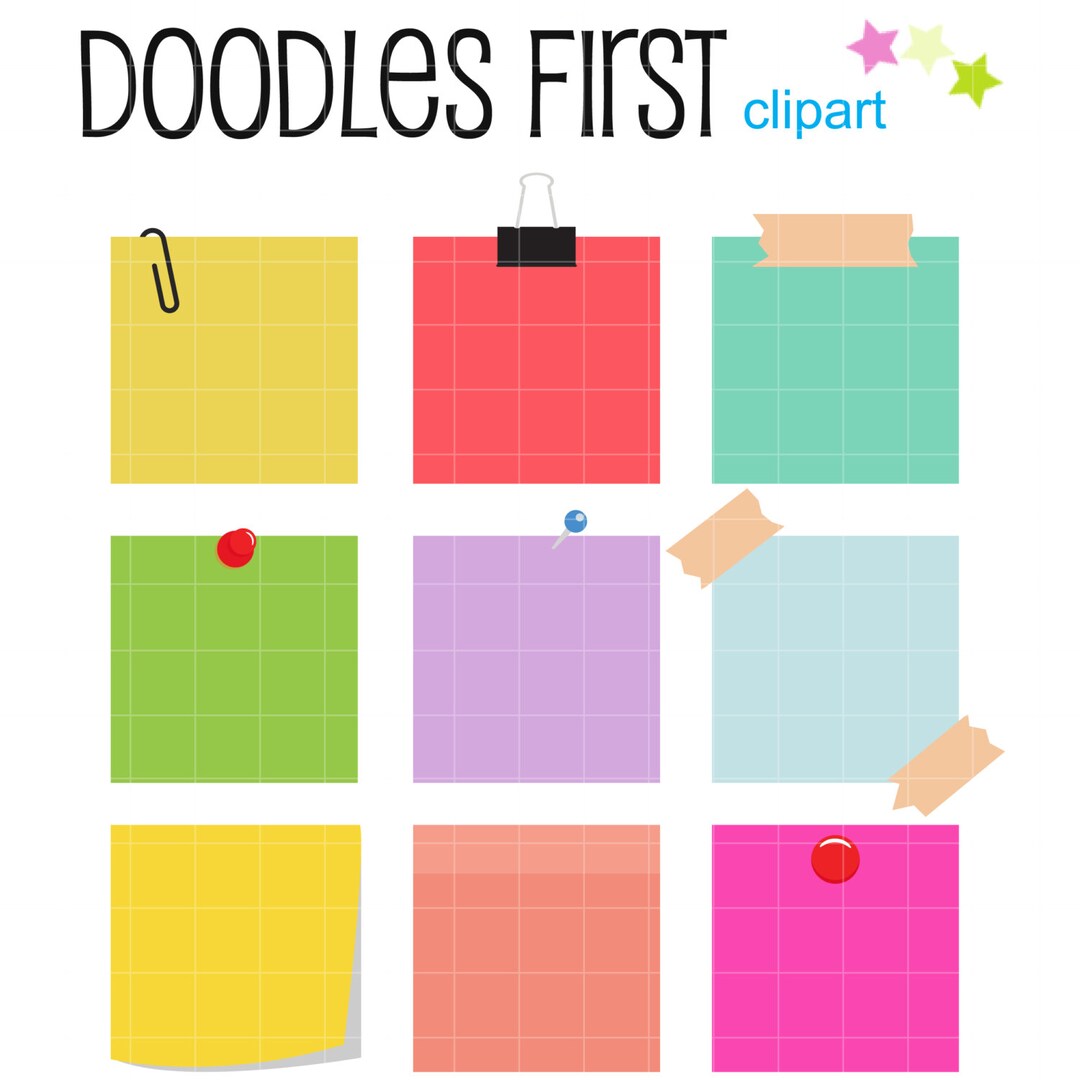 Sticky Notes Digital Clipart for Scrapbooking, Journaling, Cricut Cut ...