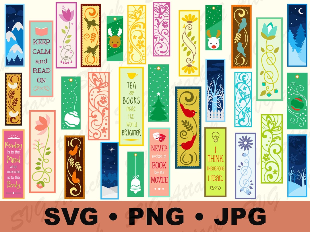 Bookmarks Clipart Bundle Bookmark SVG PENG Cutting Machine Cricut Cut ...