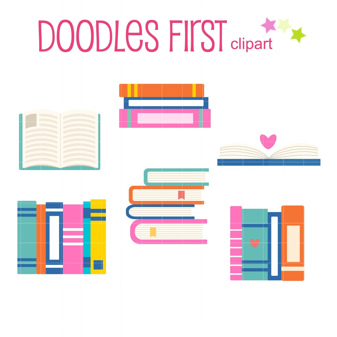 Set of Books Clip Art for Scrapbooking Card Making Cupcake Toppers ...