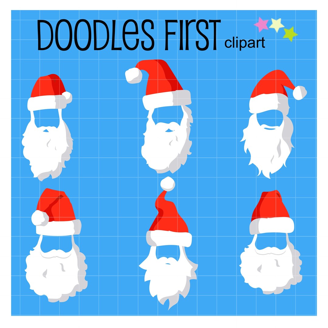 Santa Claus Beard and Hat Digital Clip Art for Scrapbooking Card Making ...