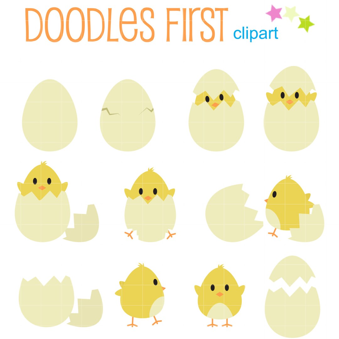 Hatching Happy Chick Digital Clipart for Scrapbooking, Cricut Cut Files ...