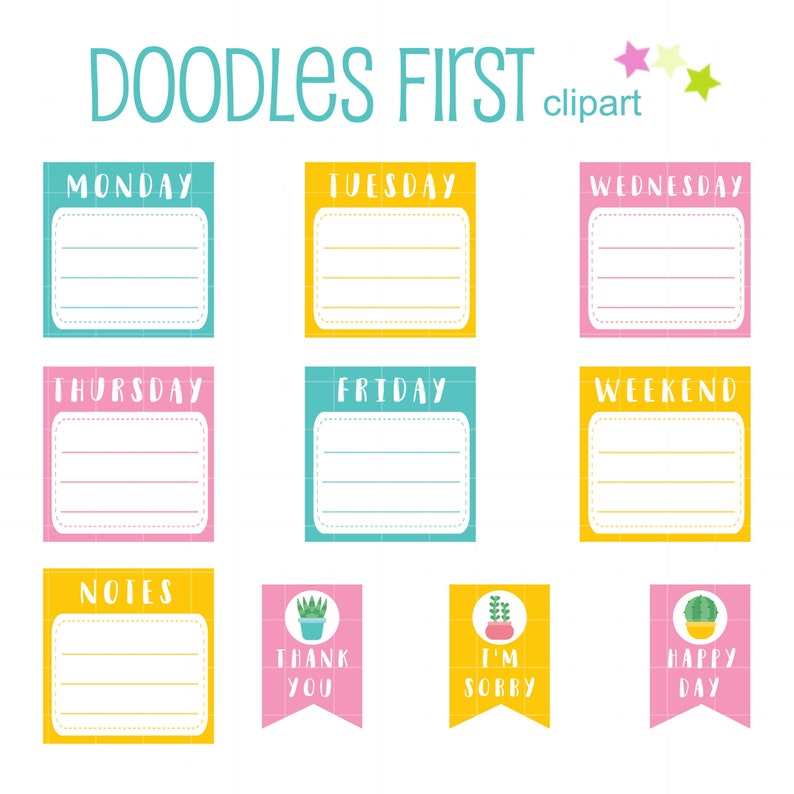 Weekly Planner Set Clip Art for Scrapbooking Card Making - Etsy