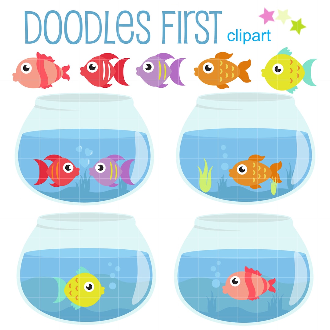 Fish Bowls Digital Clipart for Scrapbooking, Journaling, Cricut Cut ...