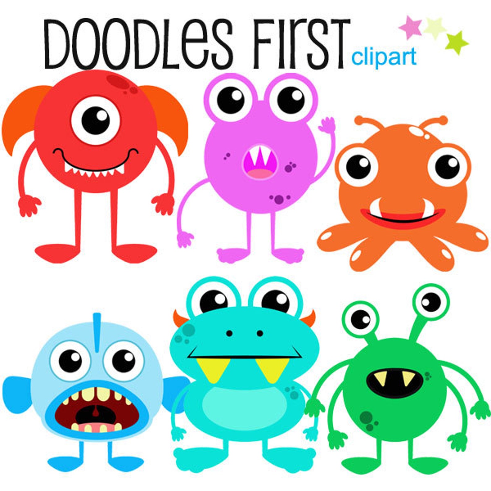 Fun Monsters Clipart Digital Clip Art for Scrapbooking Card Making ...