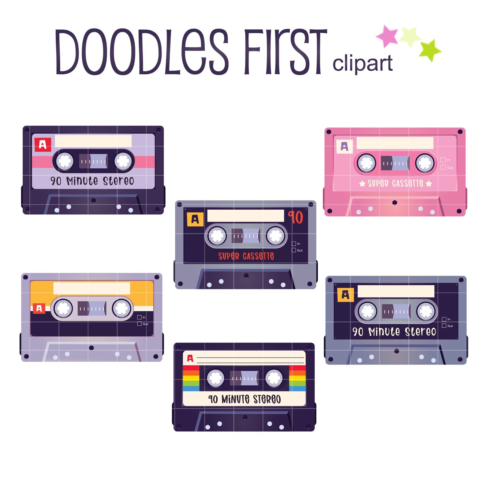 80s and 90s Cassette Tape Digital Clip Art for Scrapbooking Card Making ...