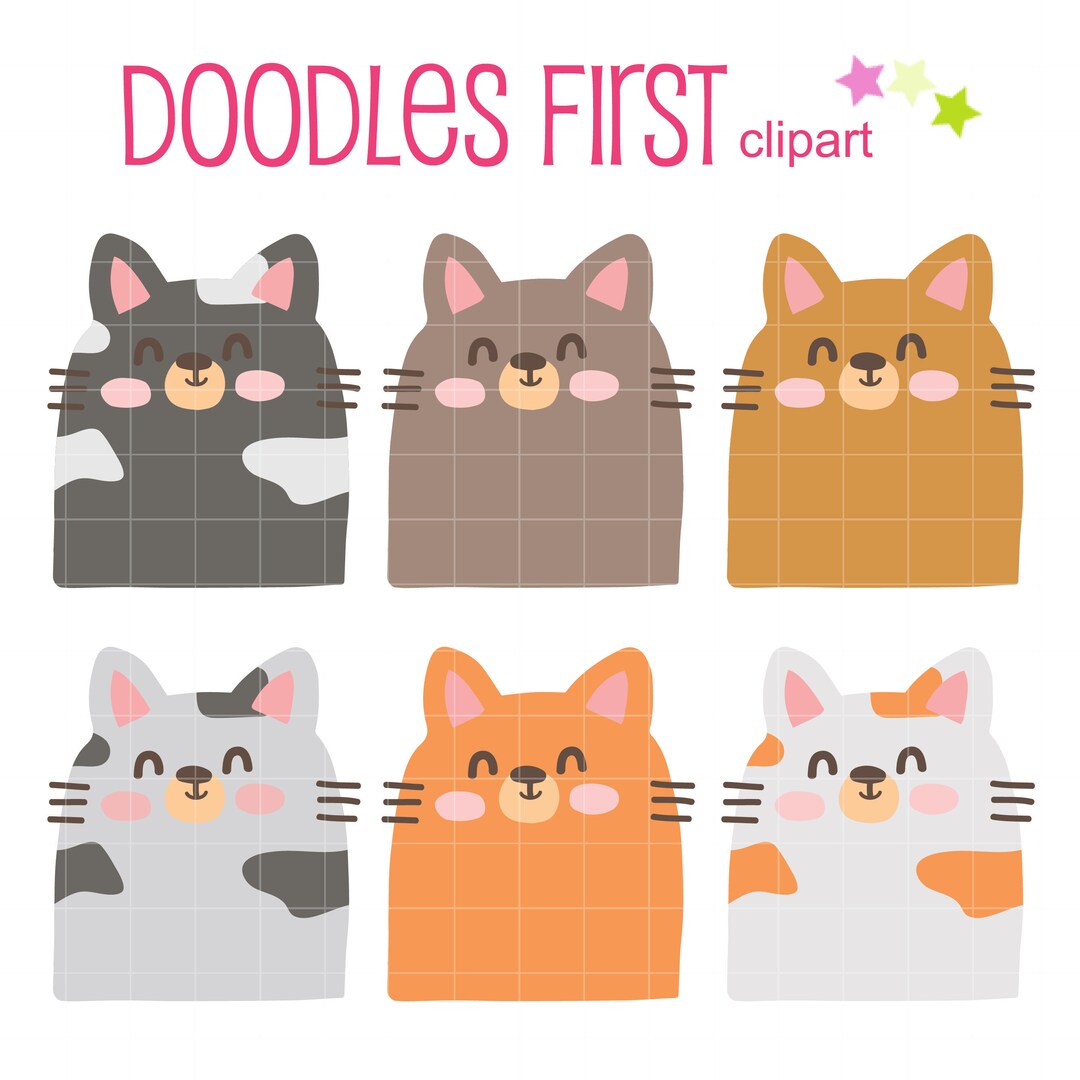 Cute Cats Set Clip Art for Scrapbooking Card Making Cupcake Toppers ...