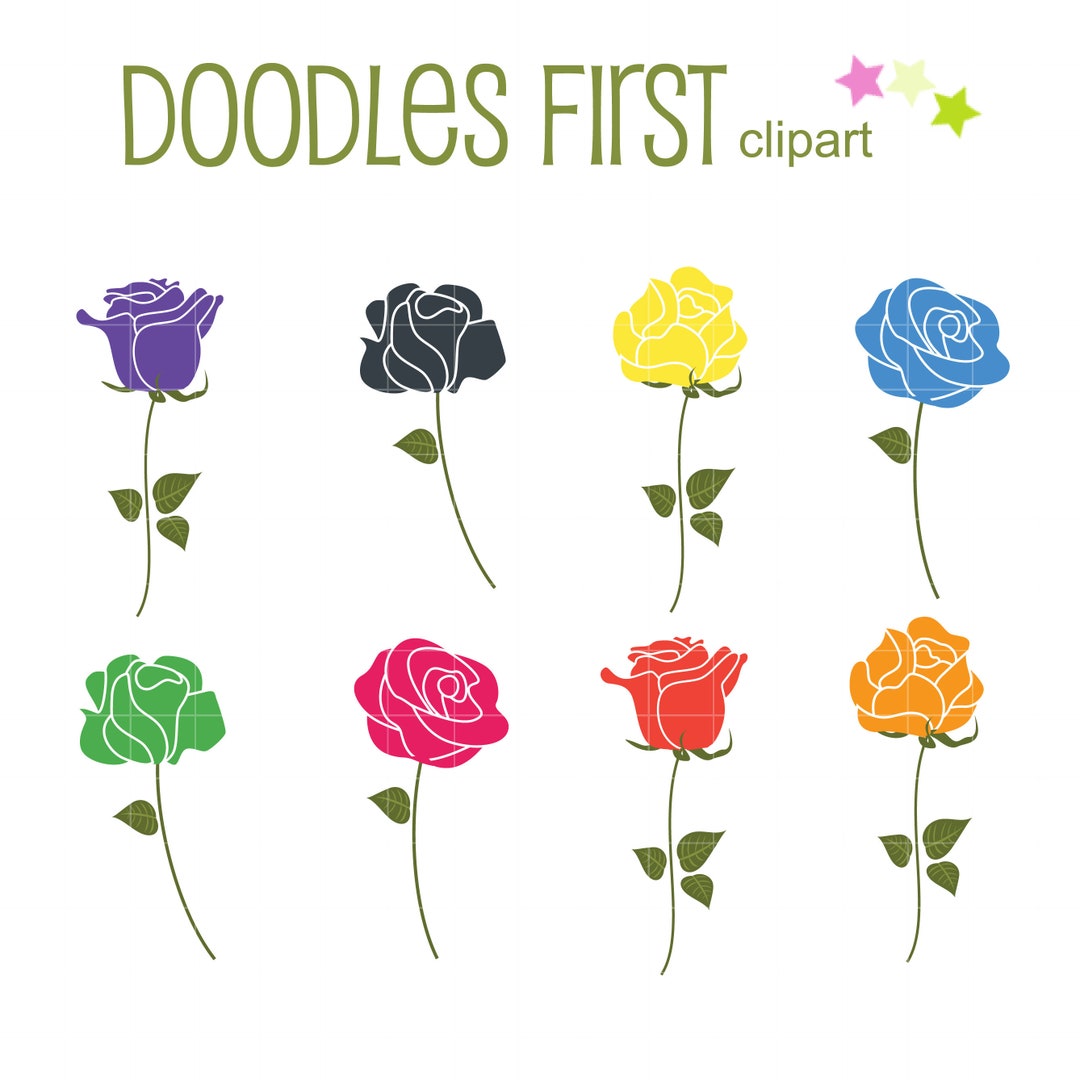 Colorful Roses Digital Clip Art for Scrapbooking Card Making Cupcake ...