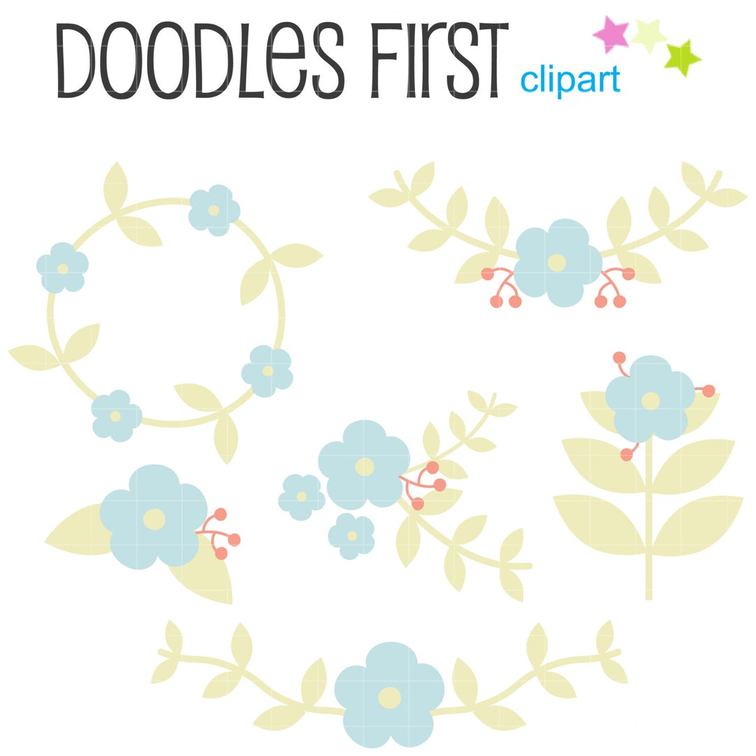 Blue Flower Clip Art: Scrapbooking & Card Making Designs (digital ...