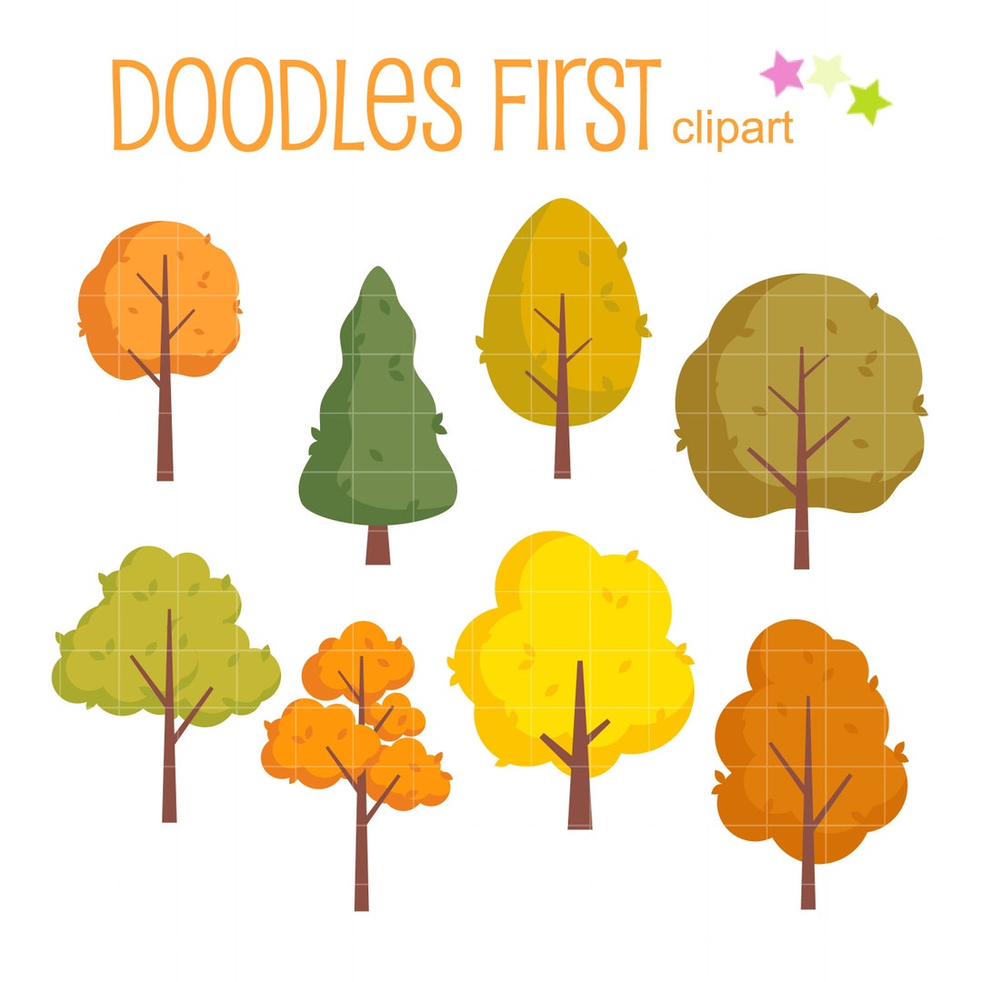 Yellow Autumn Trees Digital Clip Art for Scrapbooking Card Making ...