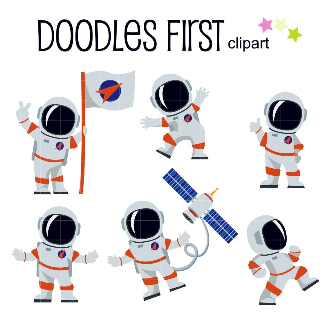 Cute Astronaut Digital Clip Art, PNG, SVG and JPG, Graphics for ...