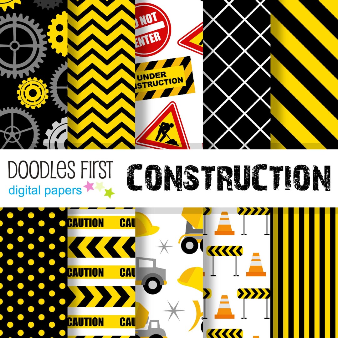 Construction Digital Paper Pack Includes 10 for Scrapbooking Paper ...