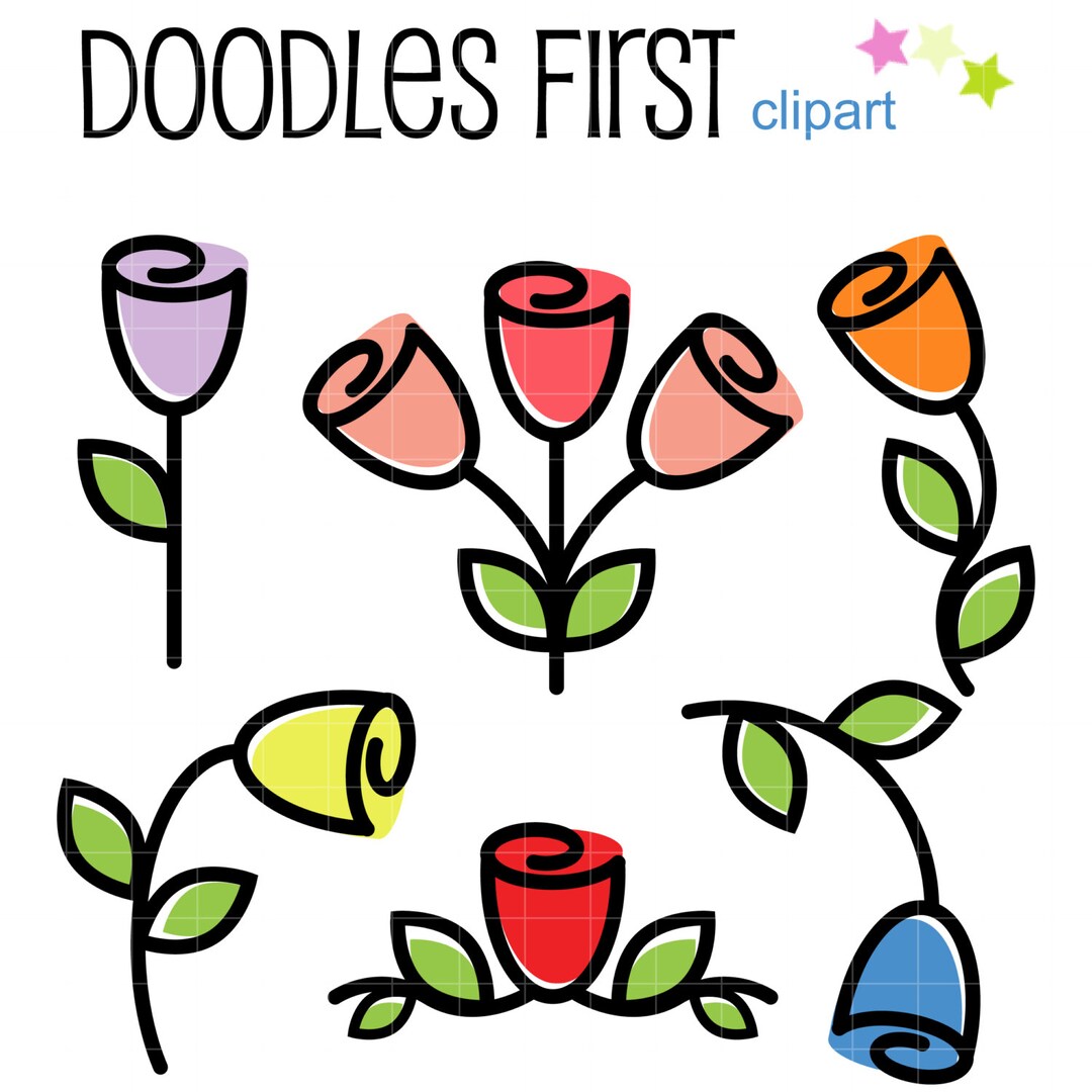 Rose Doodles Digital Clip Art for Scrapbooking Card Making Cupcake ...
