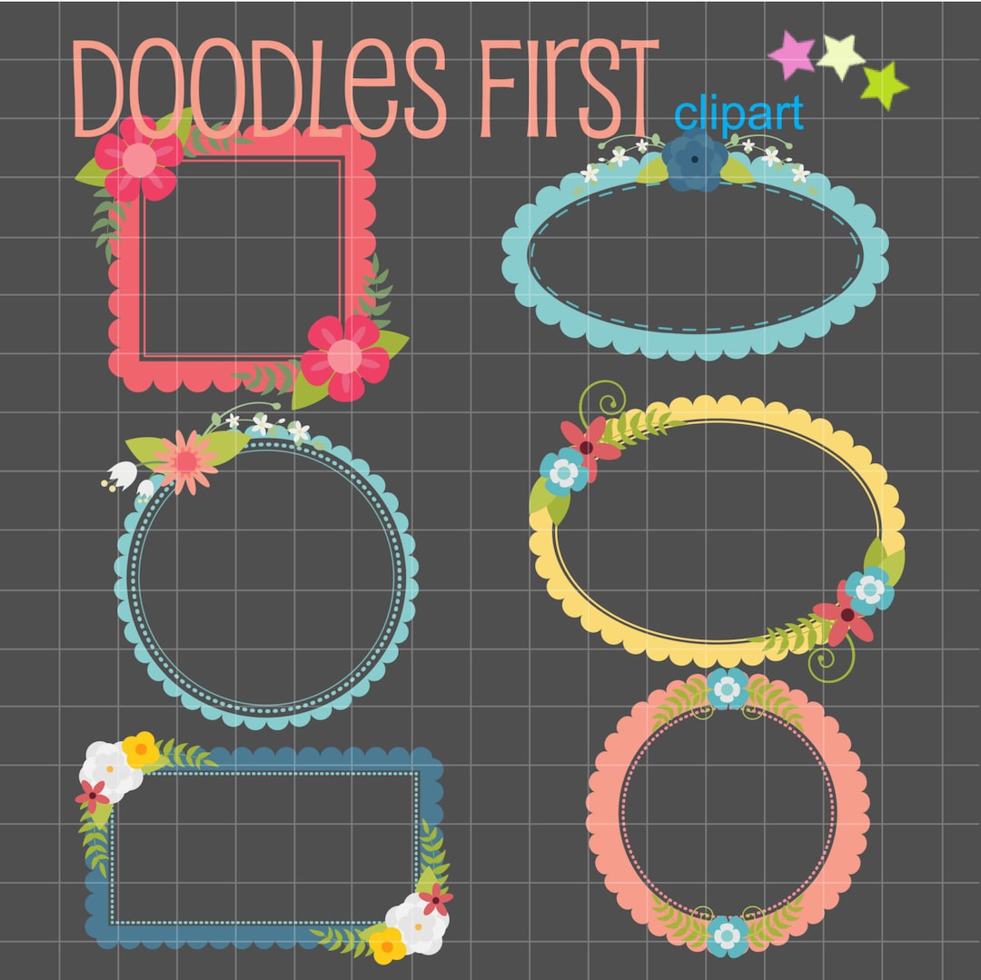 Floral Frames Digital Clip Art for Scrapbooking Card Making Cupcake ...