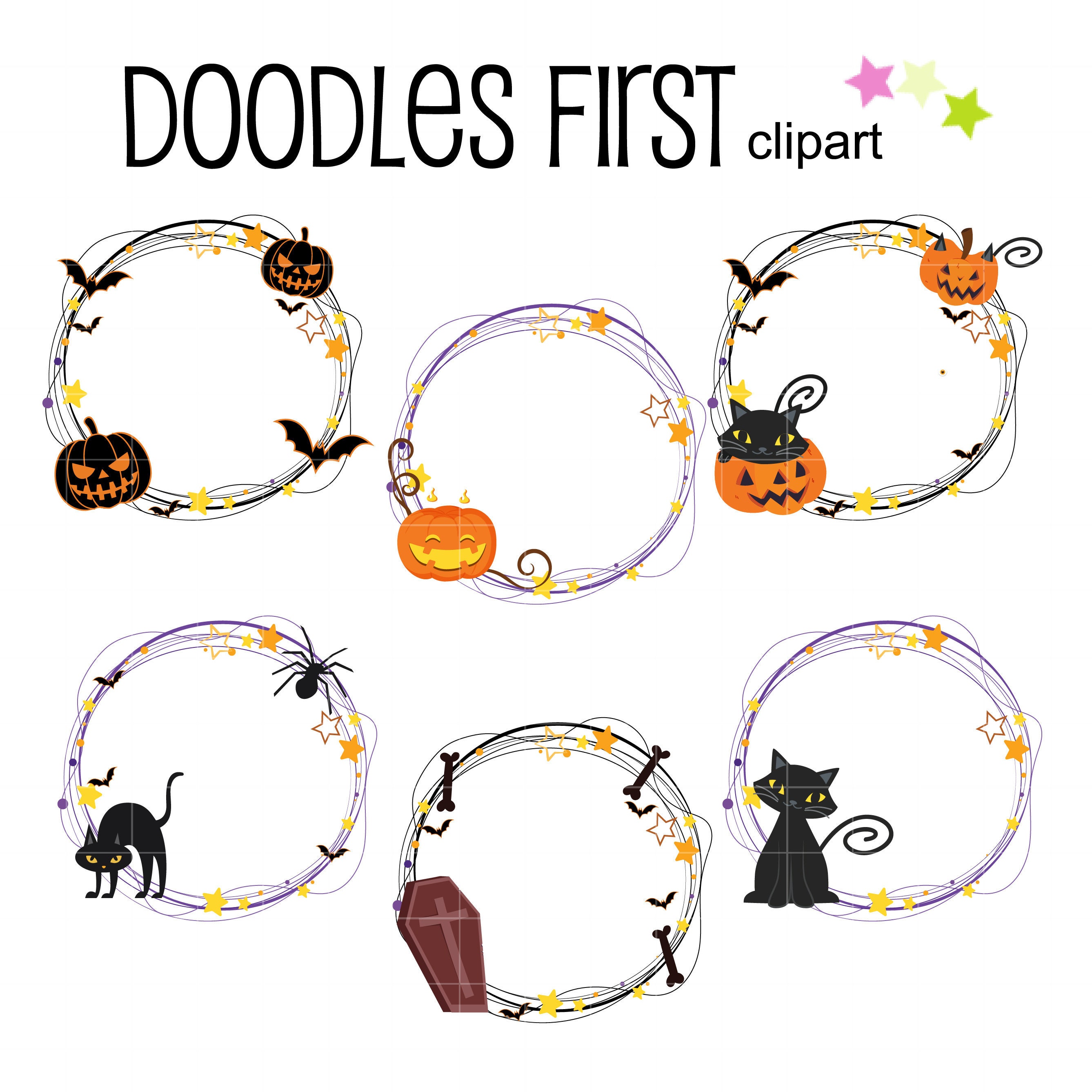 Halloween Round Frame Digital Clip Art for Scrapbooking Card Making ...