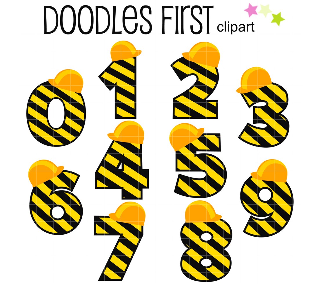 Construction Numbers for Scrapbooking Card Making Cupcake Toppers Paper ...