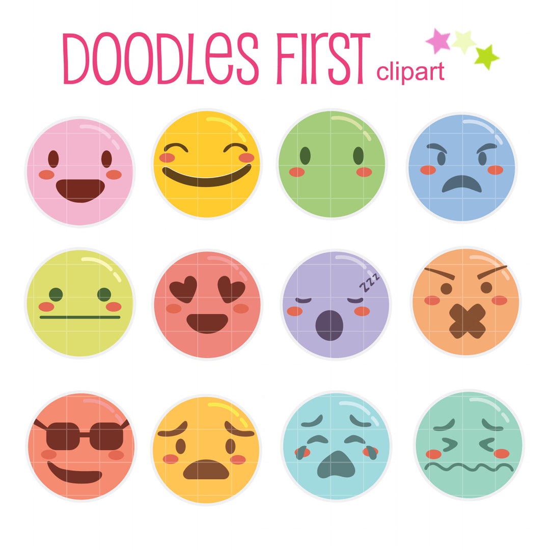 Cute Pastel Emoticons Faces Clip Art for Scrapbooking Card Making ...