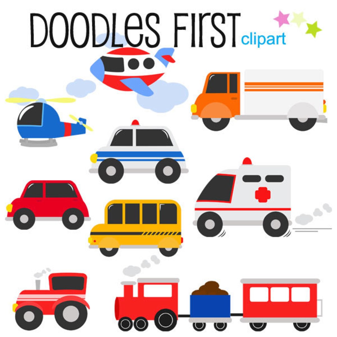 Trains Planes and Trucks Digital Clipart for Scrapbooking, Cricut Cut ...