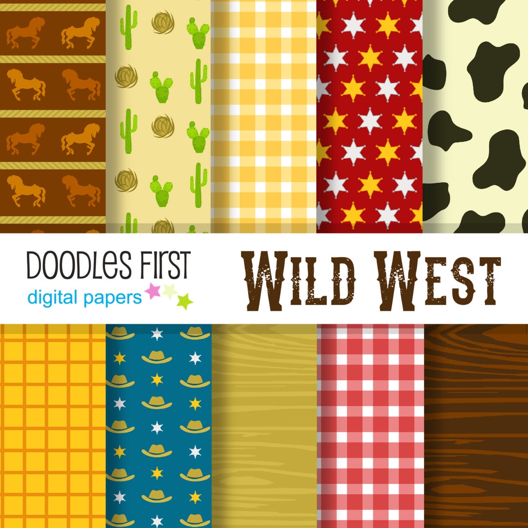 Wild West Digital Paper Pack Includes 10 for Scrapbooking Paper Crafts ...