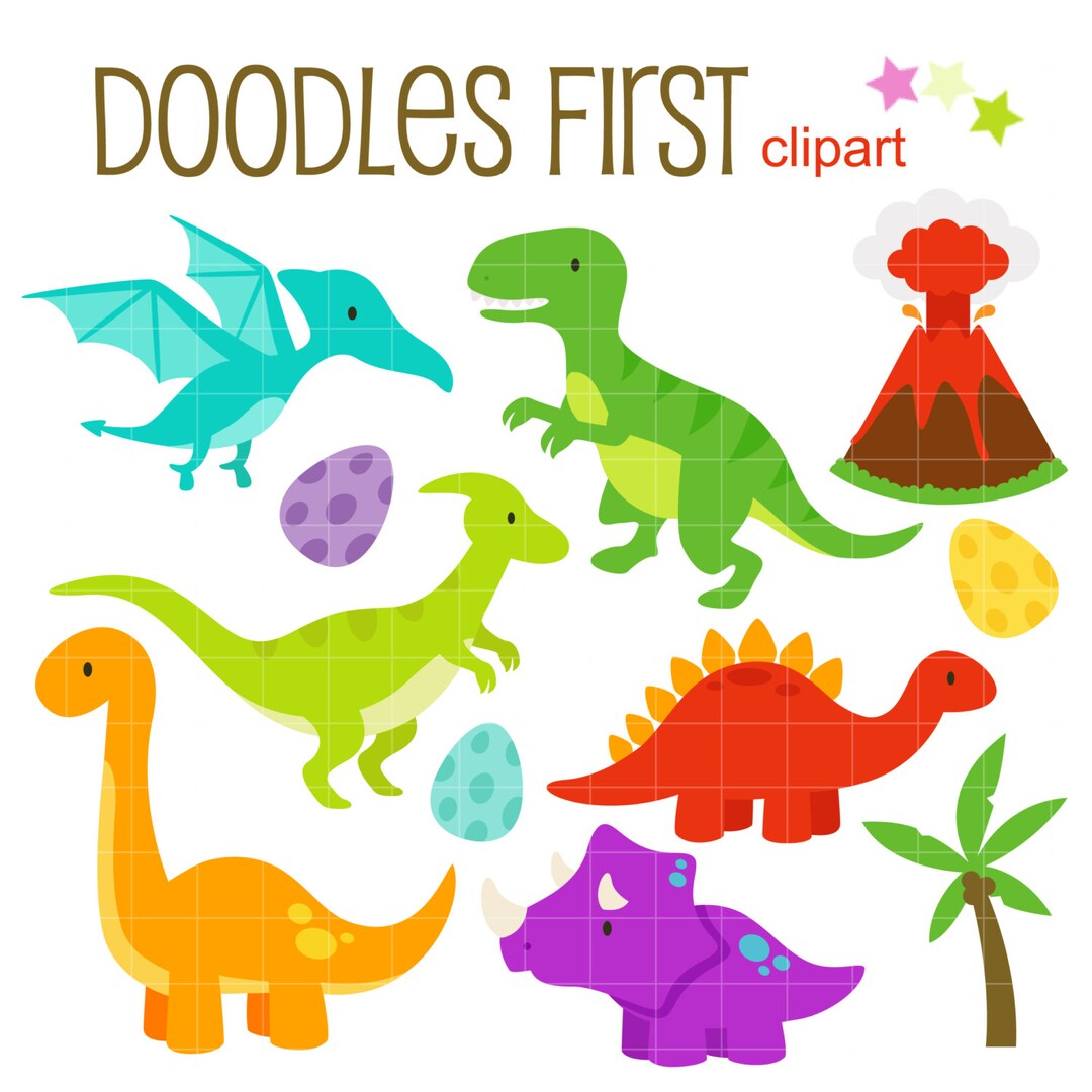Cute Dinosaurs Digital Clip Art for Scrapbooking Card Making Cupcake ...