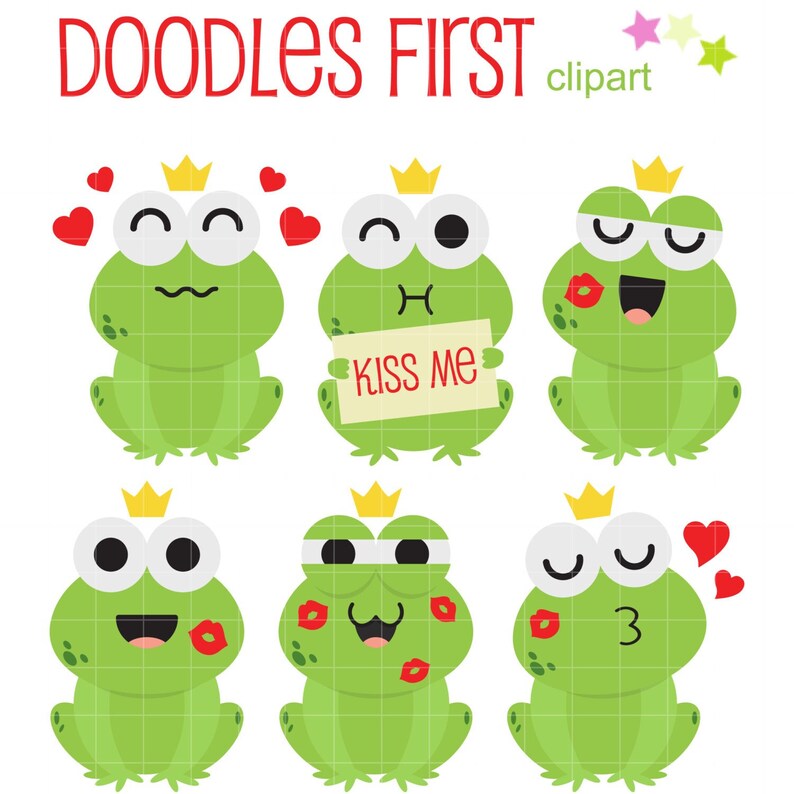 Cute Little Frog Prince Digital Clip Art for Scrapbooking Card Making ...