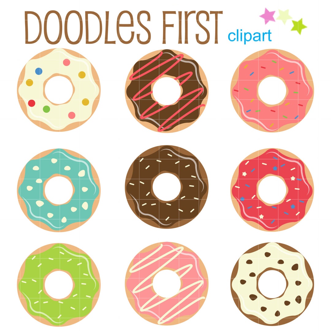 Donuts Digital Clip Art: SVG, PNG, JPG Files for Crafts (digital ...