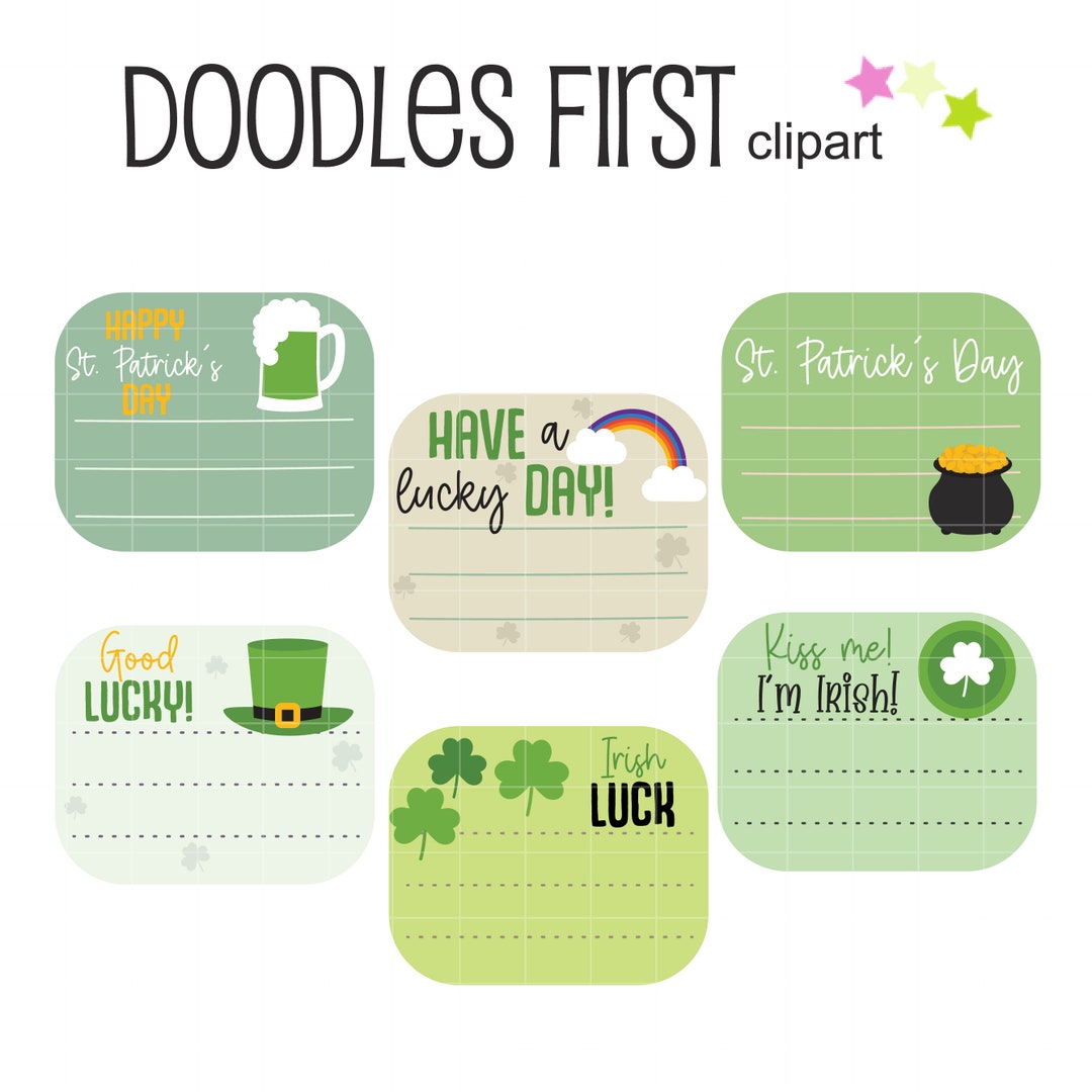 St. Patrick's Day Sticky Note Clipart, Scrapbooking (digital Download ...