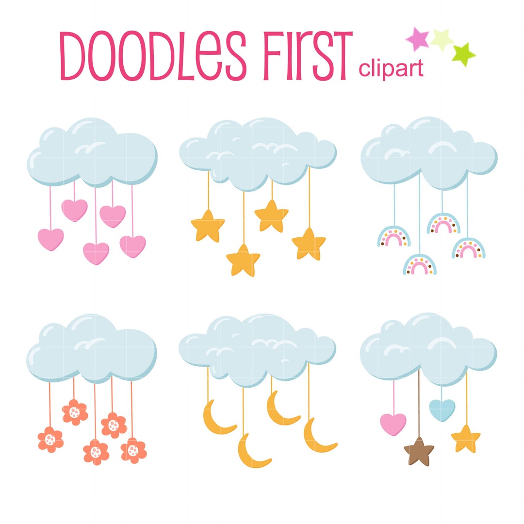 Kawaii Clouds Clipart, Baby Shower Decorations (PNG, SVG) - Etsy