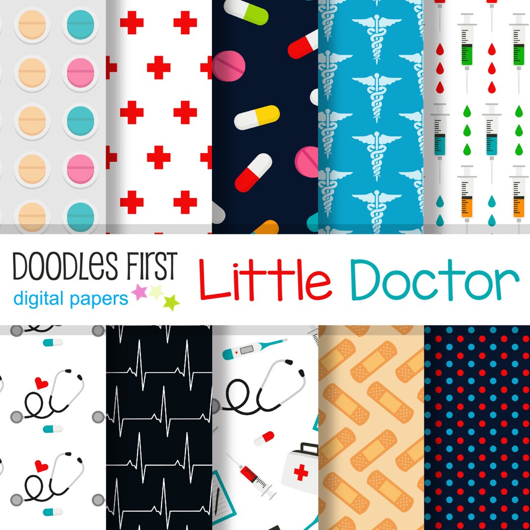 Little Doctor Digital Paper Pack Includes 10 for Scrapbooking Paper ...