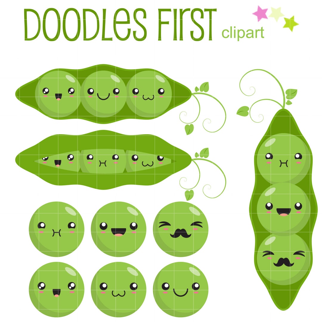 Kawaii Peas in A Pod Clip Art for Scrapbooking Card Making Cupcake ...