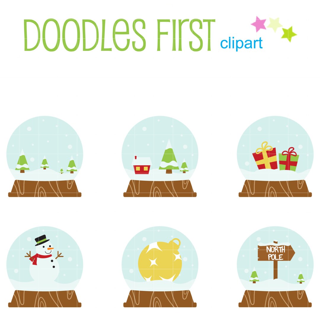 Christmas Snow Globes Digital Clip Art for Scrapbooking Card Making ...