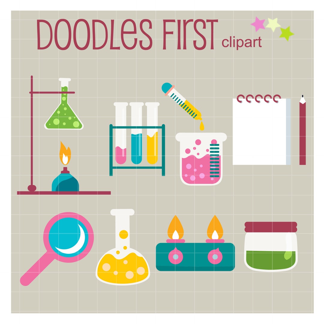 Chemistry Laboratory Instruments Set Digital Clip Art for Scrapbooking ...