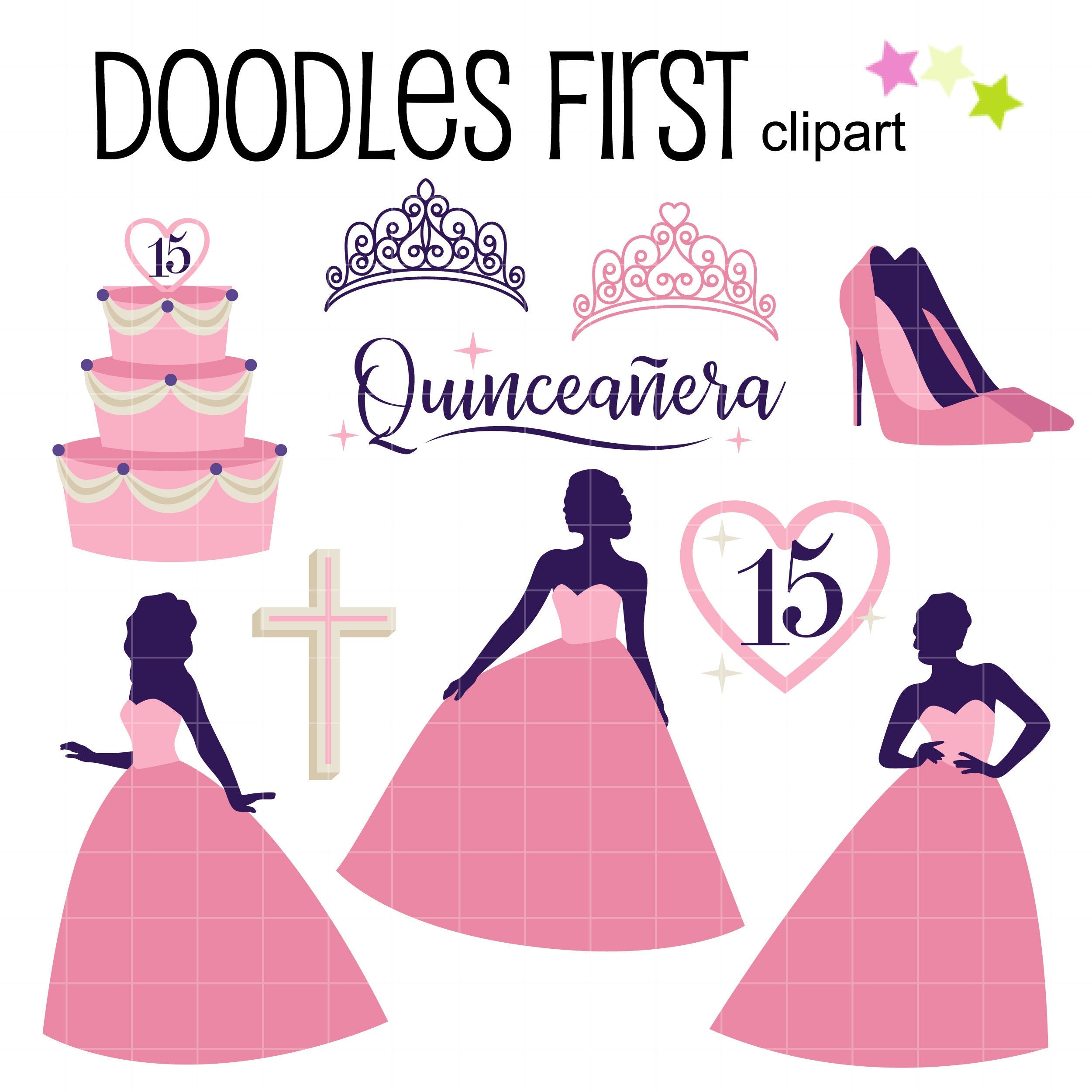 Quinceañera Digital Clip Art for Scrapbooking Card Making Cupcake ...