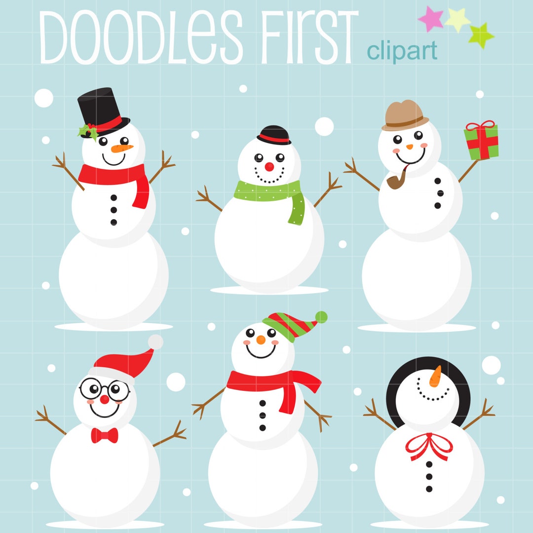 Happy Snowmen Digital Clipart for Scrapbooking Journaling, Cricut Cut ...