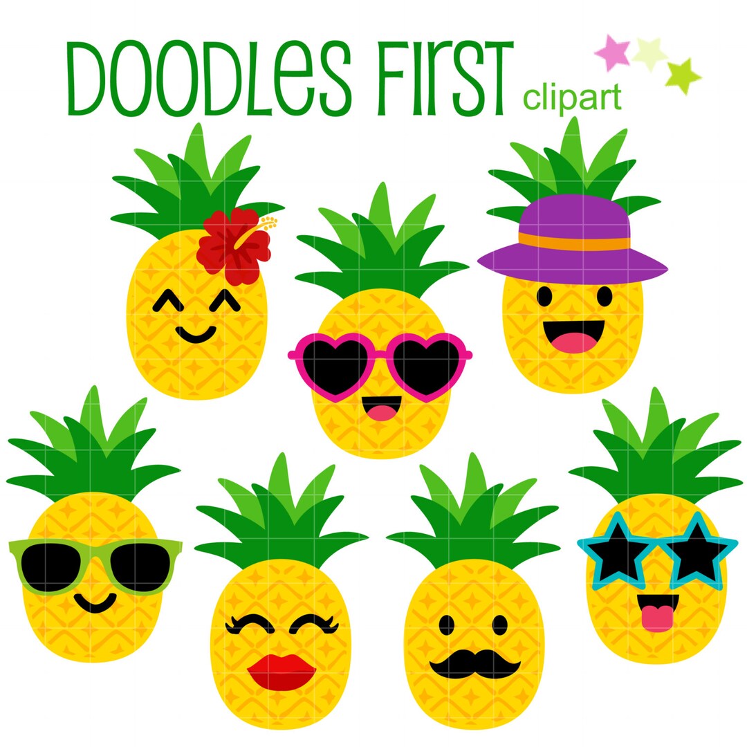 Cool Pineapple Digital Clipart for Scrapbooking, Journaling, Cricut Cut ...