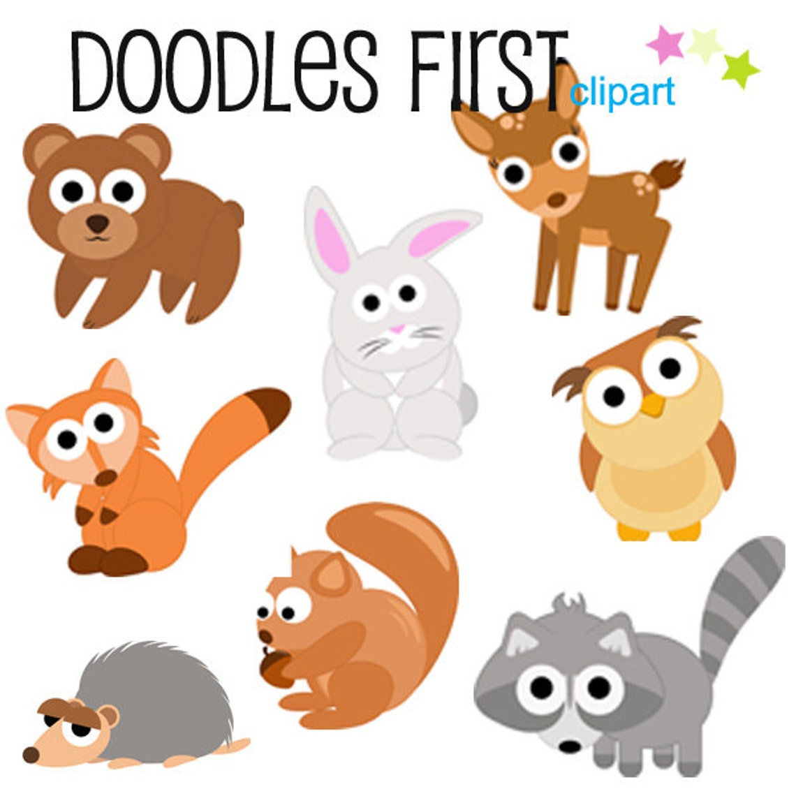 Forest Friends Animals Clipart Digital Clip Art for - Etsy
