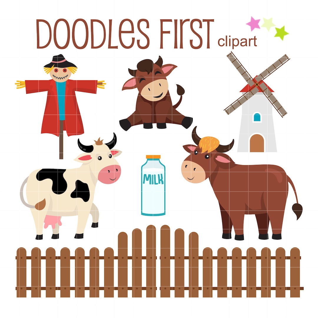 Cow Family Farm Digital Clip Art for Scrapbooking Card Making Cupcake ...