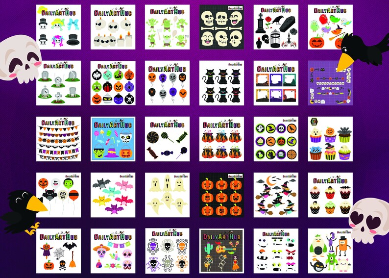 Halloween Clip Arts Set Halloween SVG Cut Files Includes PNG - Etsy