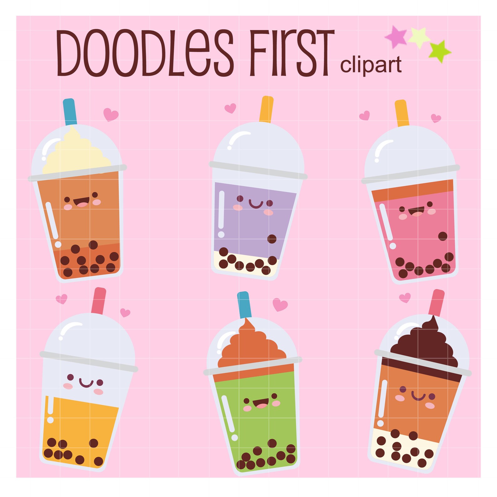 Cute Bubble Milk Tea Digital Clip Art for Scrapbooking Card - Etsy
