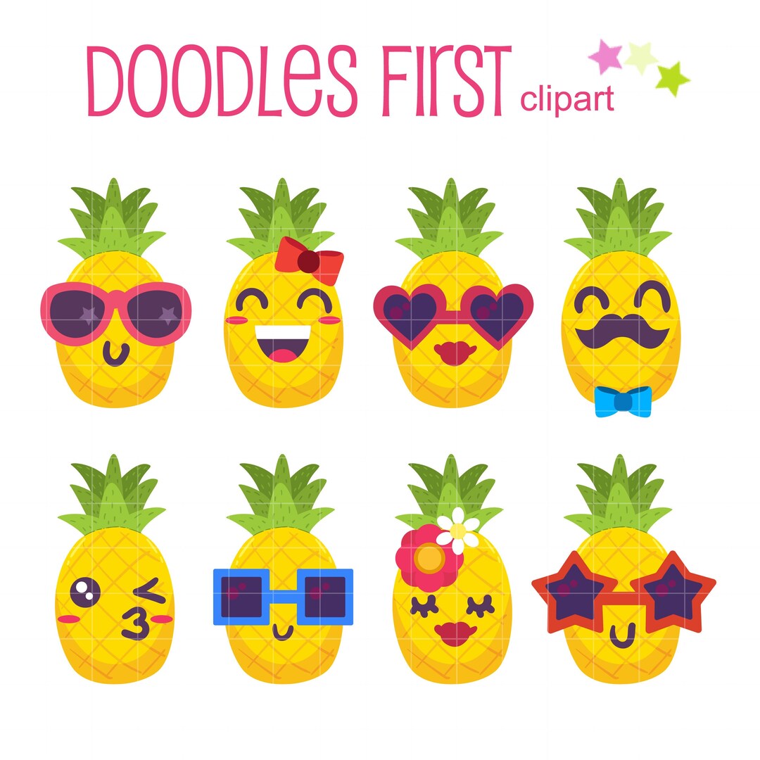 Summer Pineapple Expressions Collection Digital Clip Art for ...