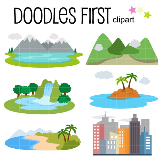 Various Landscapes Digital Clip Art for Scrapbooking Card | Etsy