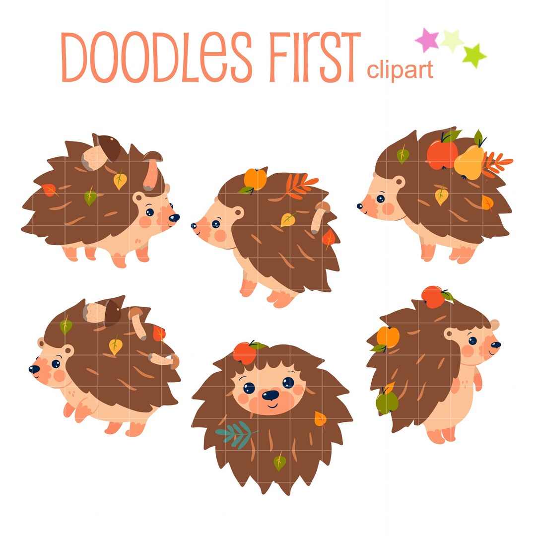 Cute Autumn Hedgehog Digital Clip Art for Scrapbooking Card Making ...