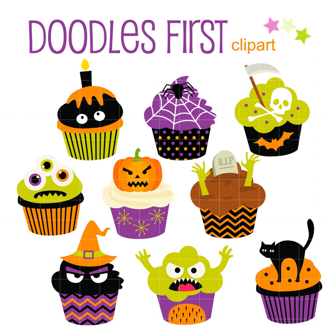 Creepy Cupcakes for Halloweendigital Clipart for Scrapbooking, Cricut ...