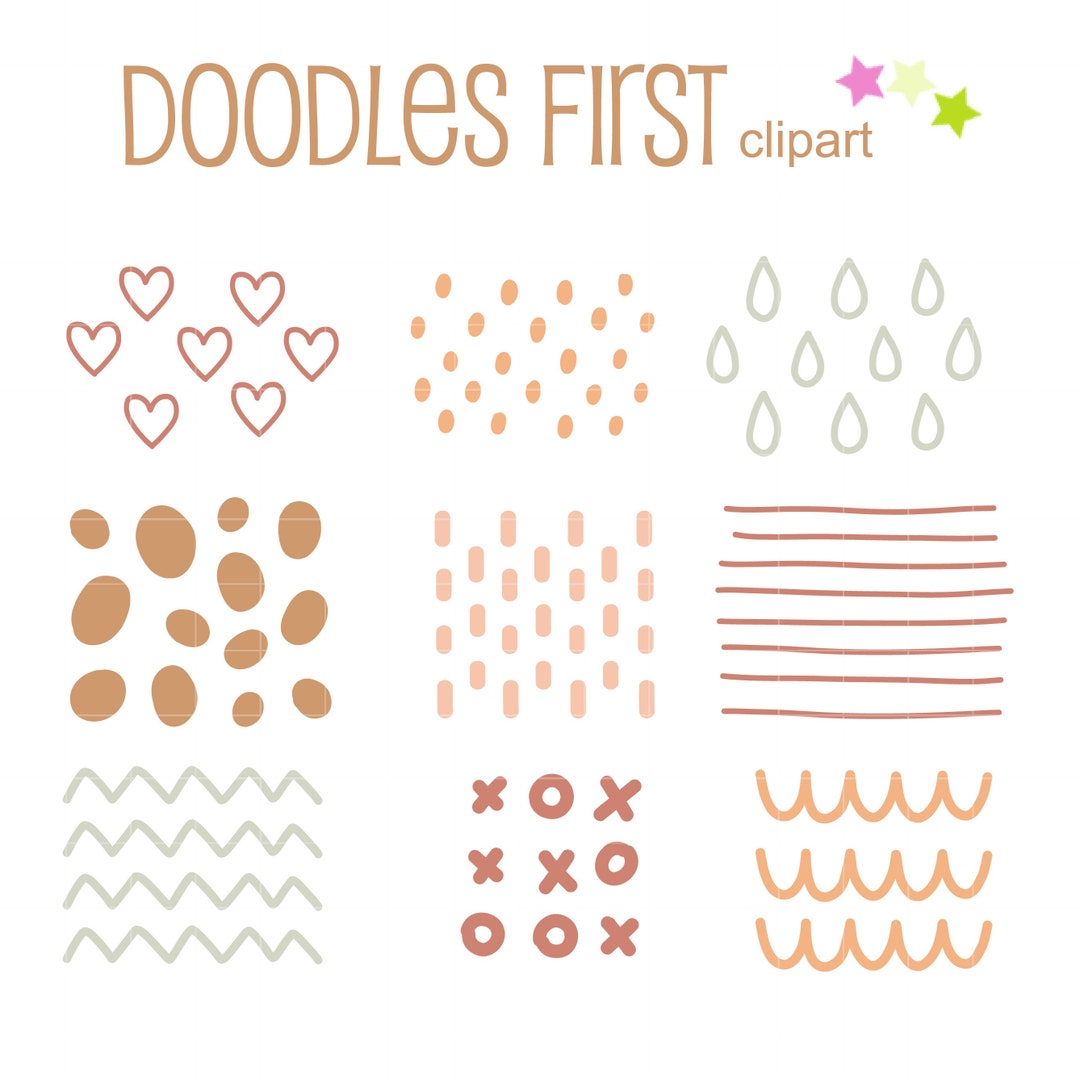 Doodle Pattern Elements Digital Clip Art for Scrapbooking Card Making ...